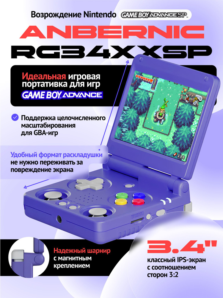 Игровая портативная консоль ANBERNIC RG34XX SP синяя купить на OZON по ...