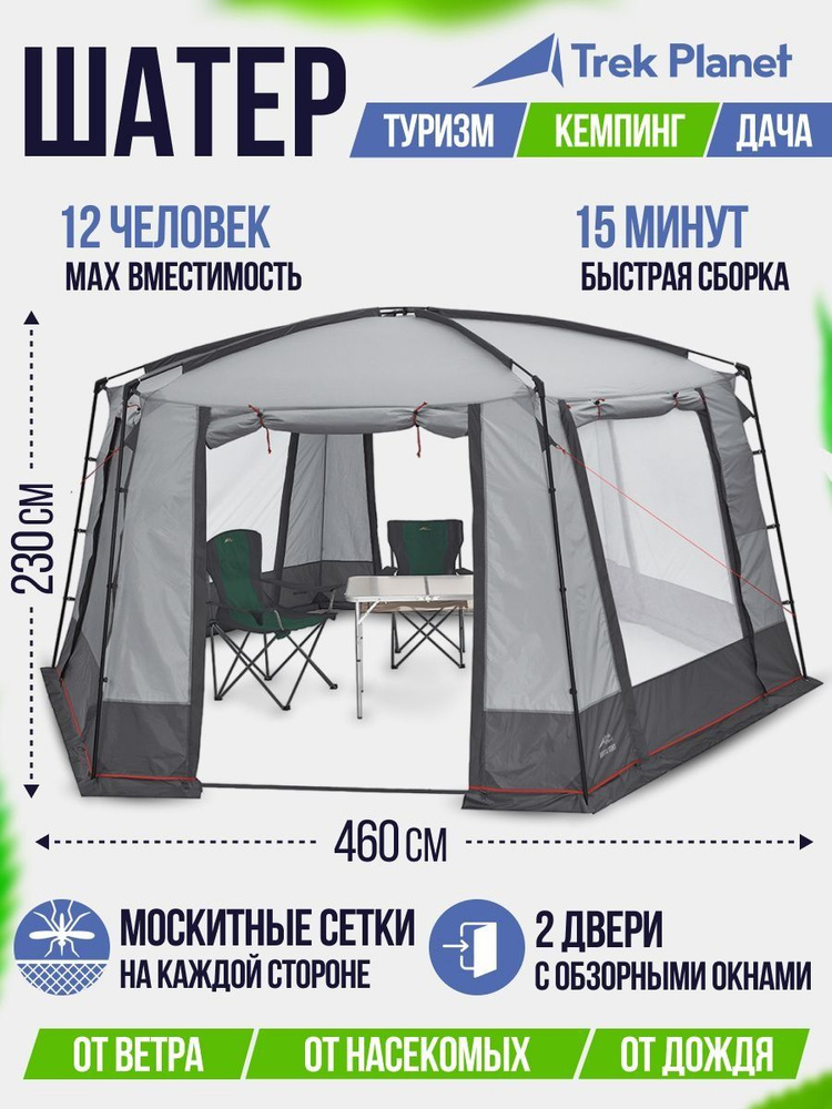 Шатер туристический с москитной сеткой, шестиугольный, садовый шатер ...