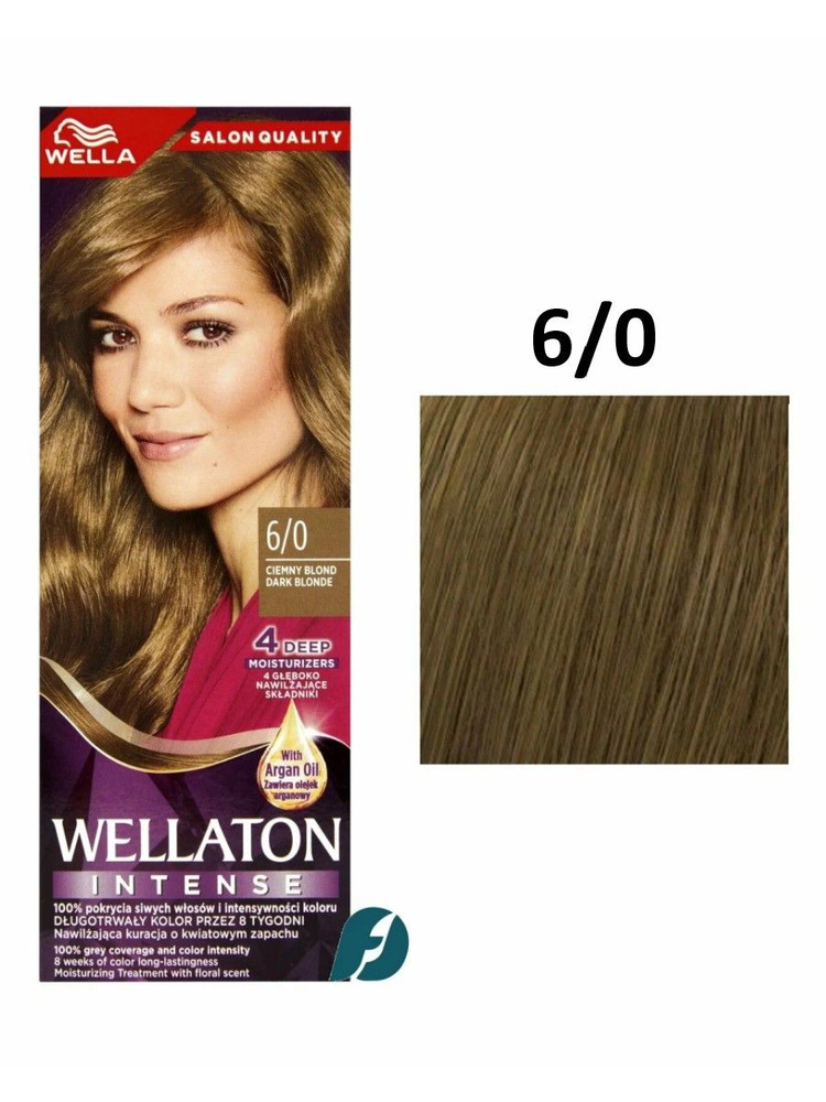 Wella WELLATON 6/0 Cтойкая крем-краска для волос - Светлый каштан, 110 ...