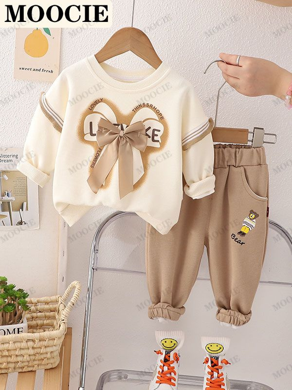 Комплект одежды Девочки MOOCIE Повседневный коричневый перламутровый, размер 80 Штапель Китай ...