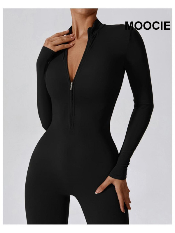 Комбинезон Женский MOOCIE, размер 48 черный муар На любой сезон Спортивный Политекс Молния ...
