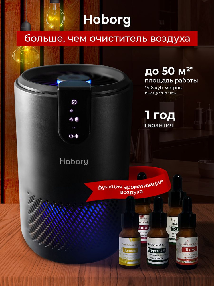 Очиститель воздуха для дома 50 кв.м. черный, подарок к 8 марта женщине ...