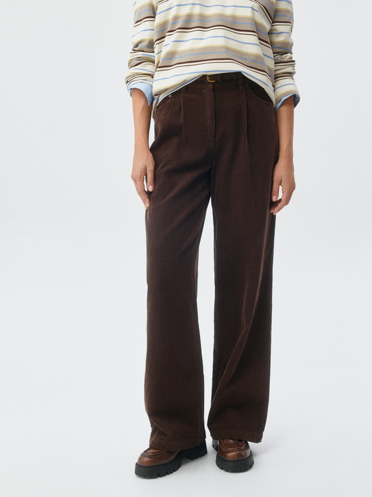 Брюки Женский SELA коричневый Хлопок Повседневный, размер 48 свободный Демисезон Китай купить c ...