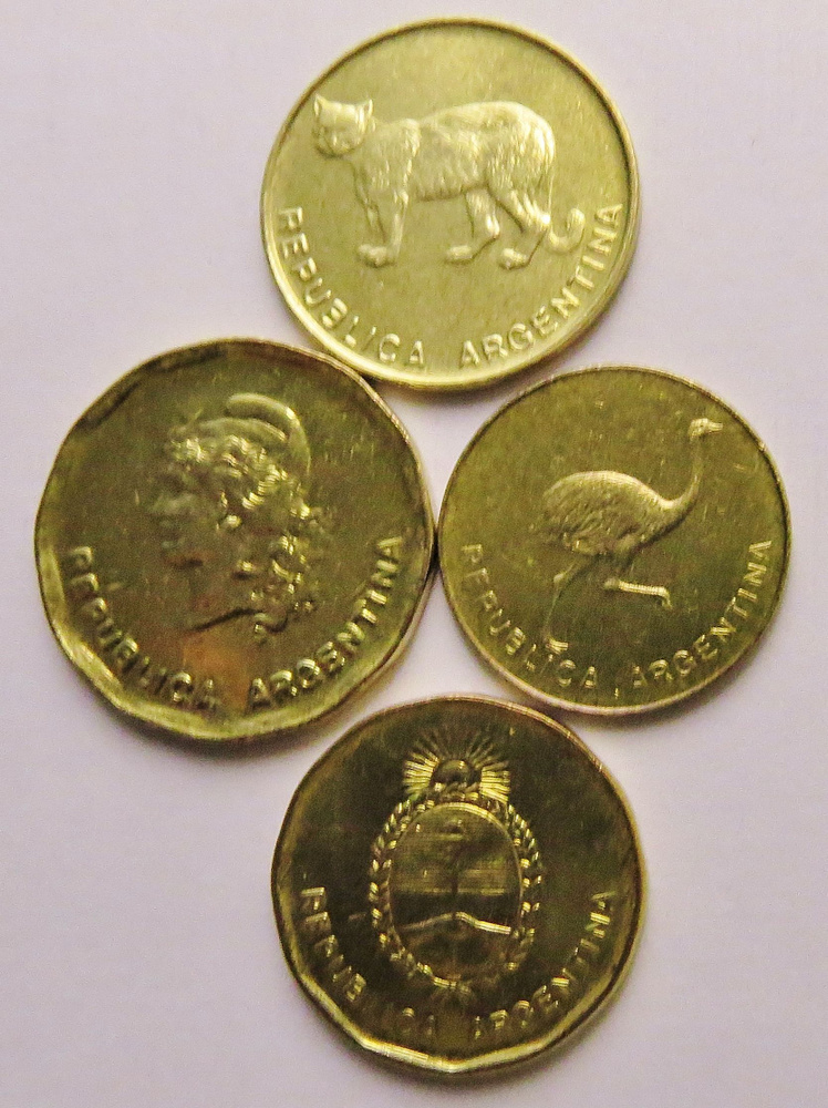 Монеты банка Аргентина 1986-1988 год набор монет 1-5-10-50 сентаво, редкие, настоящие !!! купить ...