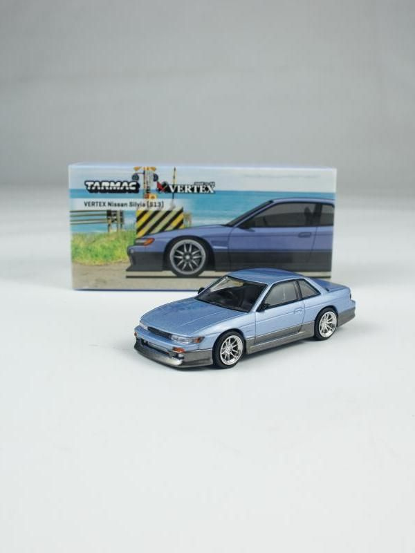 Машинка Tarmac Works TW 1/64 VERTEX Nissan Silvia (S13) Blue / Grey Die ...