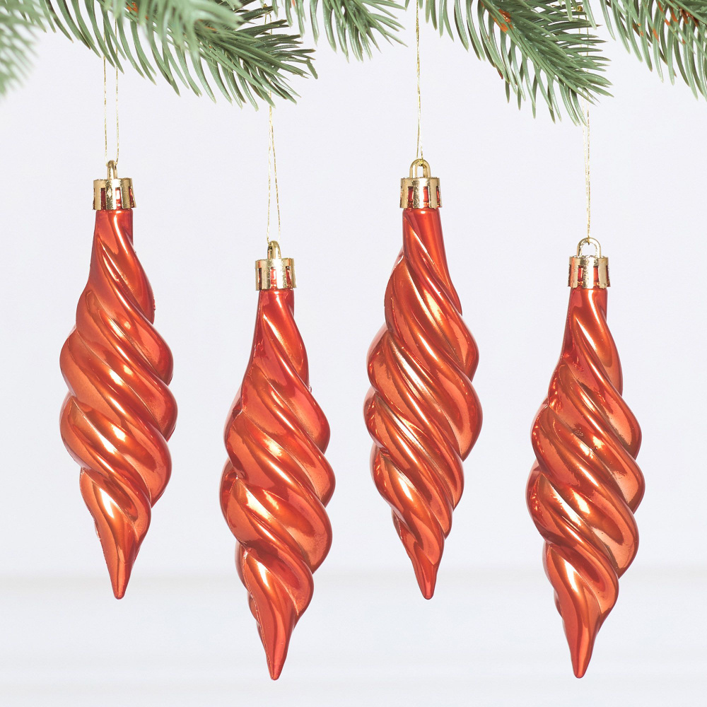Елочные игрушки Сосульки Frosted Twist 11 см терракотовый, 4 шт ...