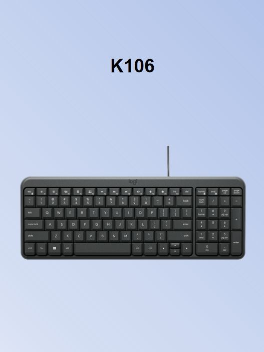 Logitech Клавиатура проводная K106, Английская раскладка, черный купить ...