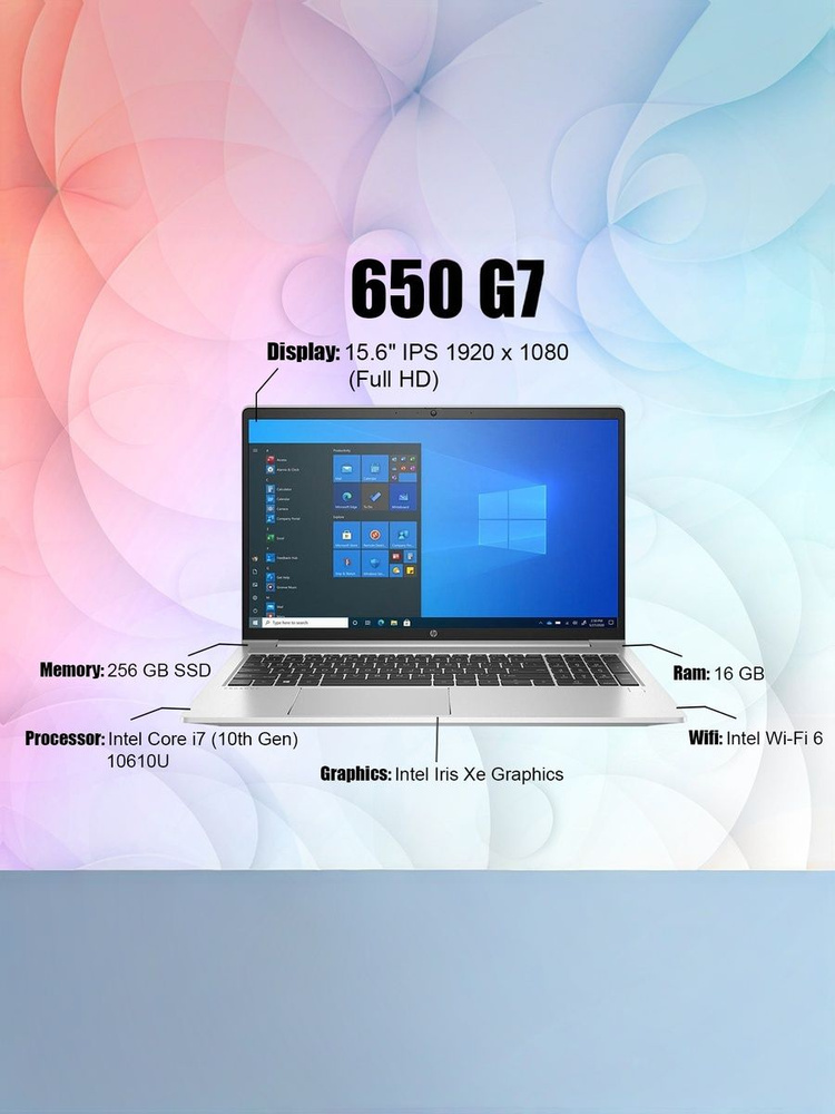 Ноутбук HP, 15.6, ProBook 650 G7, Intel Core i5-10310U, 8 ГБ, 256 ...