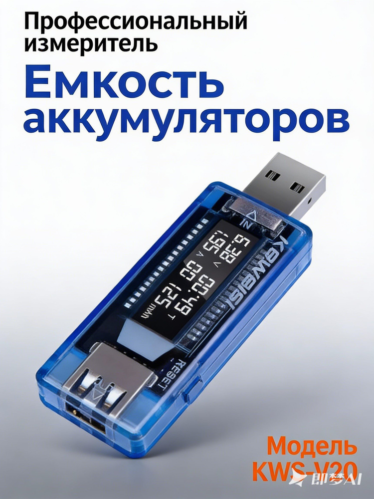1 шт. Цифровой USB-тестер, Keweisi KWS-V20 Цифровой тестер, измеритель ...