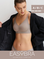 Бюстгальтер Женский EASY BRA без косточек, бесшовный, размер 85A, 85B черный Полиамид, Эластан ...