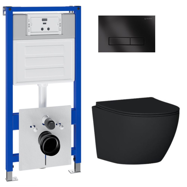 Инсталляция с подвесным унитазом Helmken комплект 4 в 1: подвесной безободковый унитаз, сиденье ...