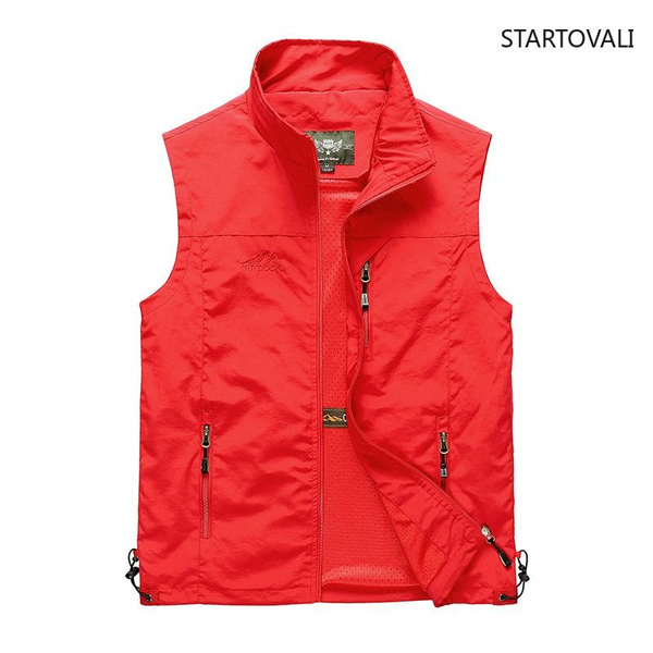 Жилет Мужской SYJWY рыжий Полиэфирный шелк, размер 58 Карманы свободный Молния Однотонный ...