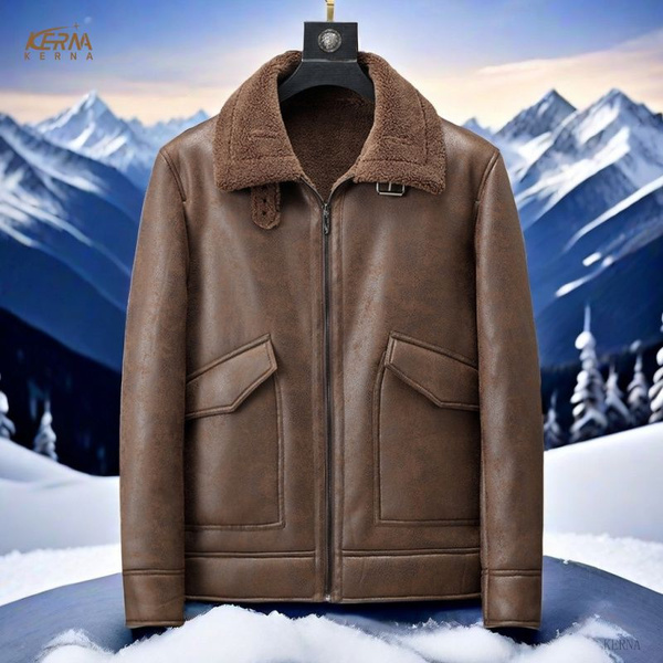 Куртка Мужской KERNA Бант коричневый лацканы Полиэфирное волокно, размер 44 Длинный куртка-пилот ...