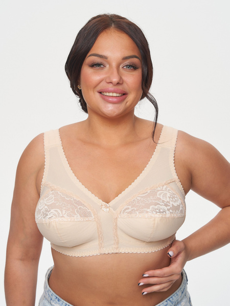 Бюстгальтер Женский BLISSENSE мягкая чашка без каркаса, без косточек, размер 90F светло-бежевый ...
