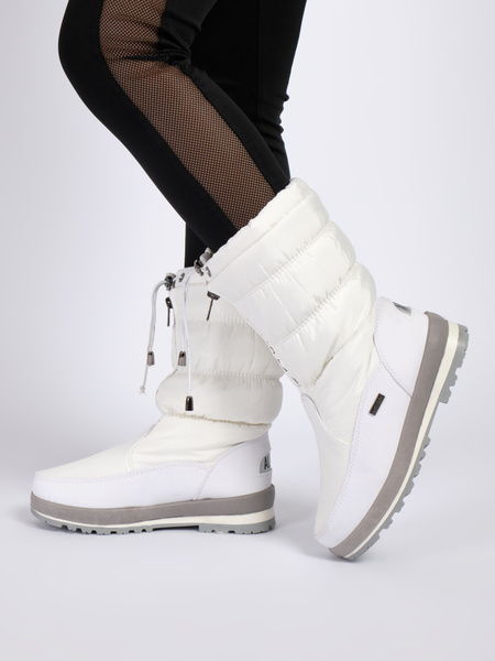Дутики Женский SoloMax белый Текстиль Зима Молния, Шнурки R (средняя ...