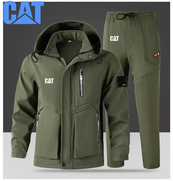 Комплект одежды Мужской Caterpillar темно-зеленый, размер 52 Softshell, Полиэстер Карманы Китай ...