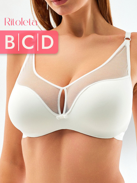 Бюстгальтер Женский Ritoleta без косточек, пуш-ап, размер 75B белый Полиамид, Полиуретан ...
