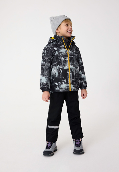 Куртка Мальчики Lassie черный Полиэстер с ПУ пропиткой, размер 110 Длинный Демисезон Полиэстер ...