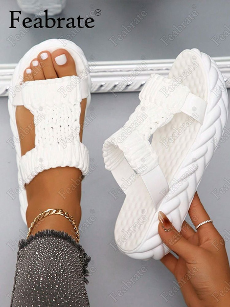 Шлепанцы Женский Feabrate, размер 41 Полиуретан Толстая подошва, Круглый нос R (средняя) Без ...