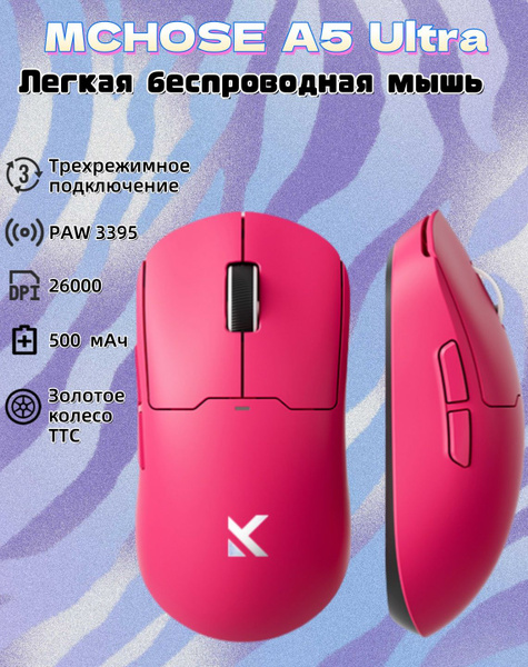 Игровая мышь беспроводная MCHOSE беспроводная MC-A5-011 , малиновый,MC-A5-001 купить c доставкой ...