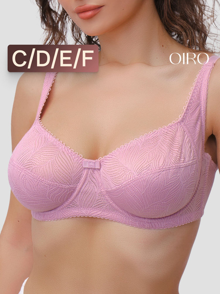 Бюстгальтер Женский OIRO на косточках, с мягкой чашкой, размер 105E розовый Нейлон, Спандекс ...