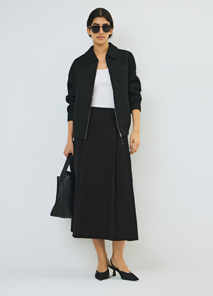 Юбка Женский O'STIN черный Текстиль прямая, размер 48 Карманы Однотонный На любой сезон ...