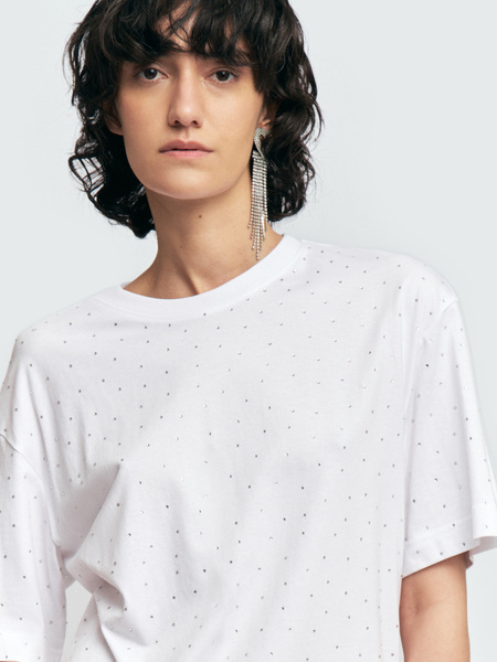 Футболка Женский Zolla белый Короткий, размер 46 Хлопок Повседневный Бангладеш, рост 164-176 ...