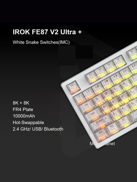IROK Игровая клавиатура беспроводная FE87 V2 Ultra +, White Snake ...