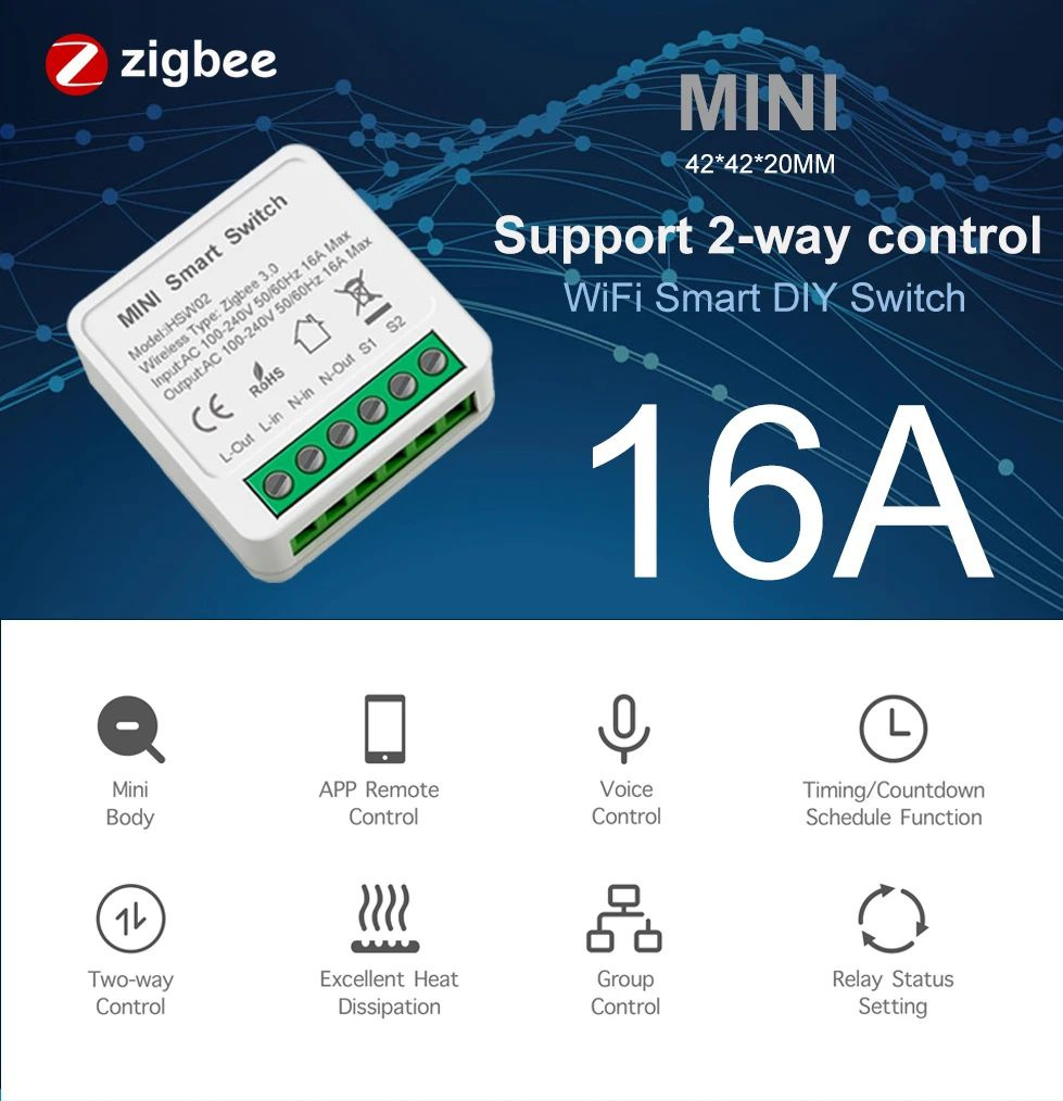 Умное реле мини Zigbee 3.0 16А, Tuya Smart Life для умного дома купить на OZON по низкой цене ...