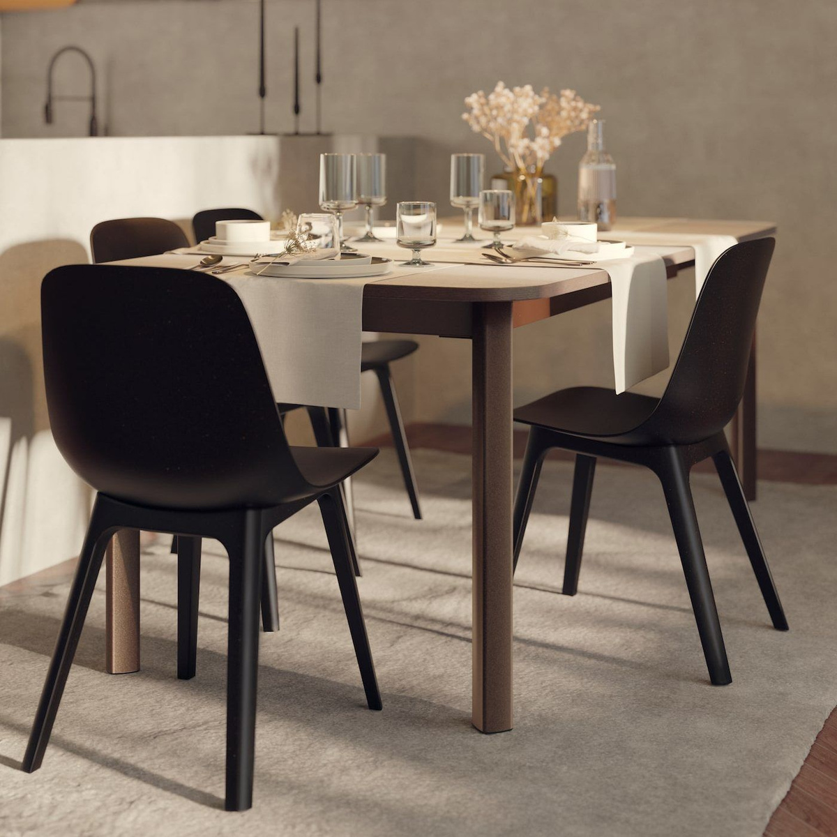 Стул пластиковый IKEA ODGER / Стул для кухни ИКЕА черный купить на OZON ...