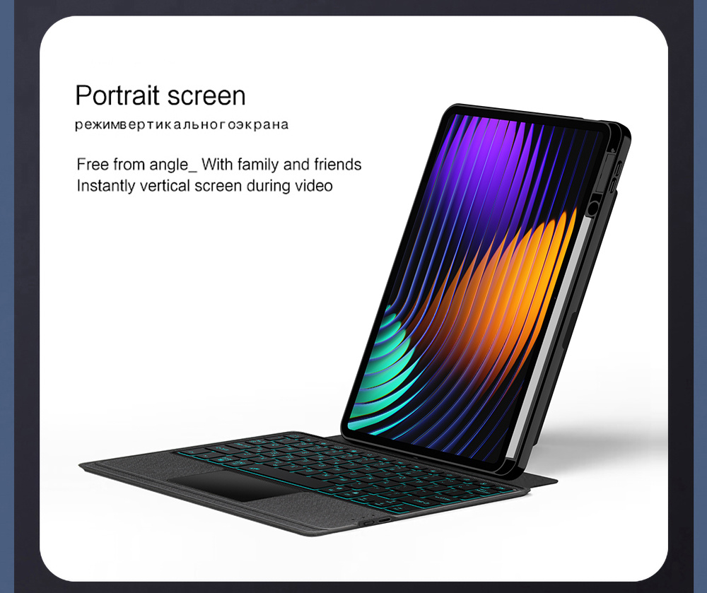 Чехол-клавиатура для Xiaomi Pad 7/7 Pro 11.2"(2024) съемный (английская и русская раскладка ...