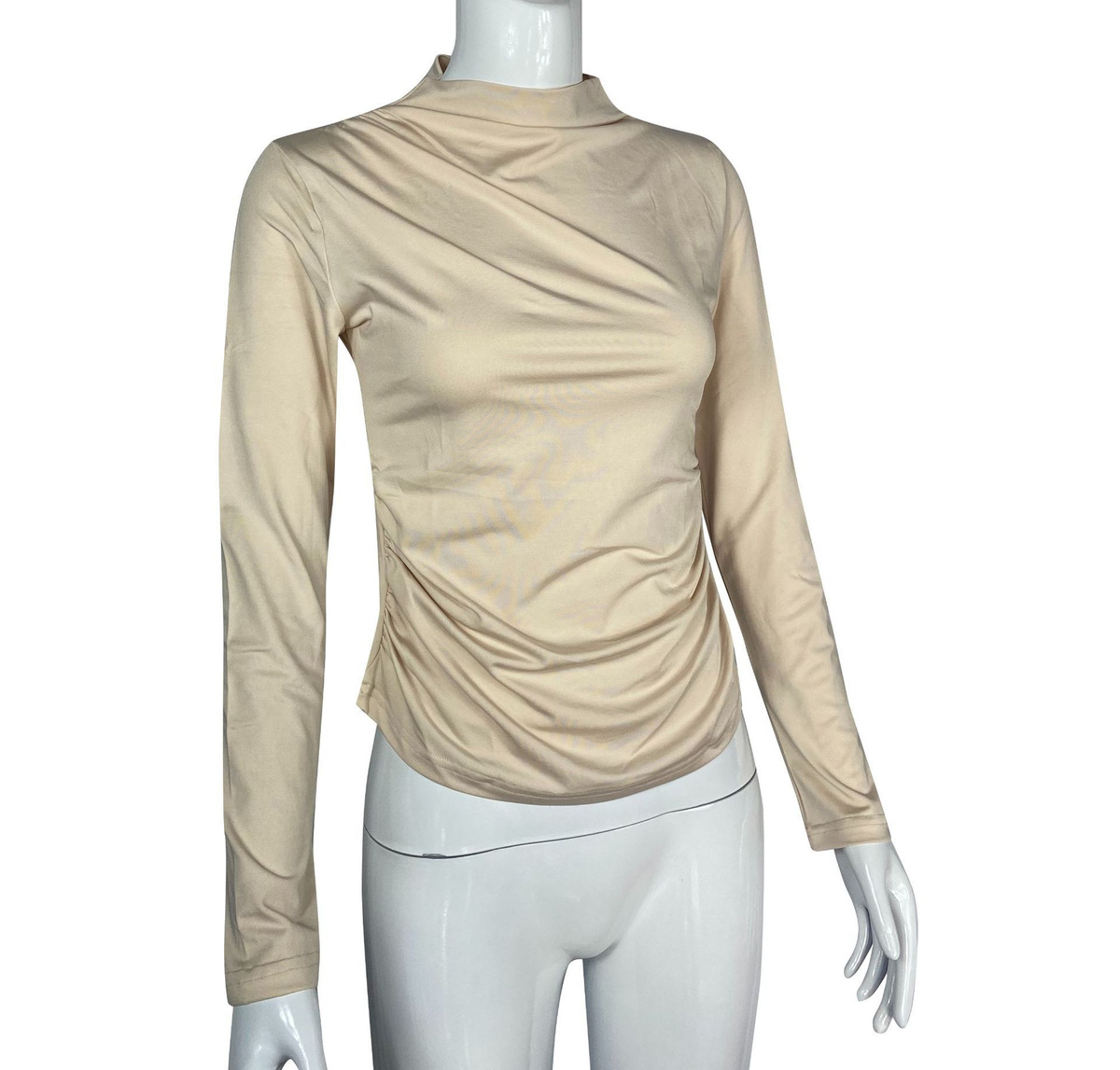 Лонгслив Женский ZinBee серый Длинный, размер 44 Штапель Разрезы облегающий Другое Повседневный ...