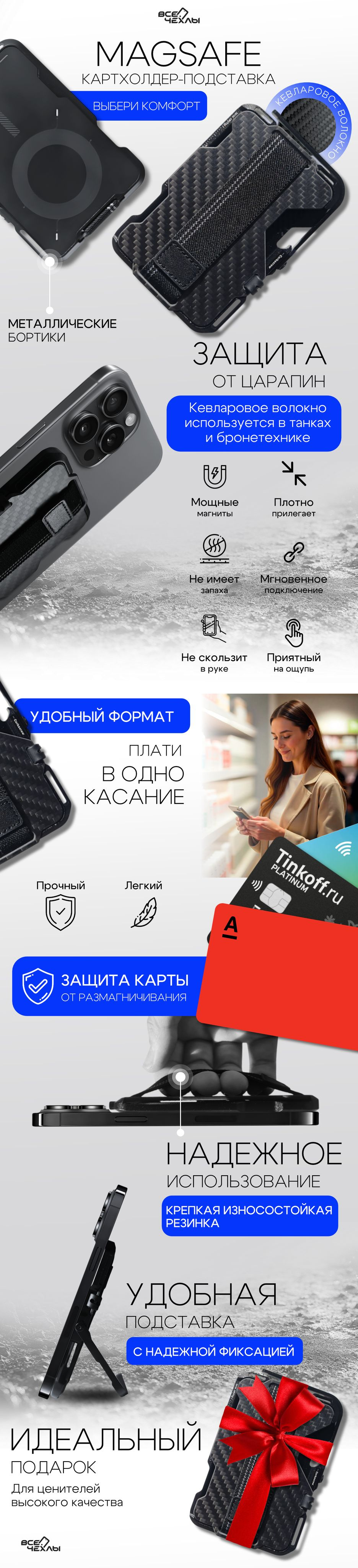 Картхолдер G03 MagSafe Kevlar черный купить на OZON по низкой цене (1891470473)