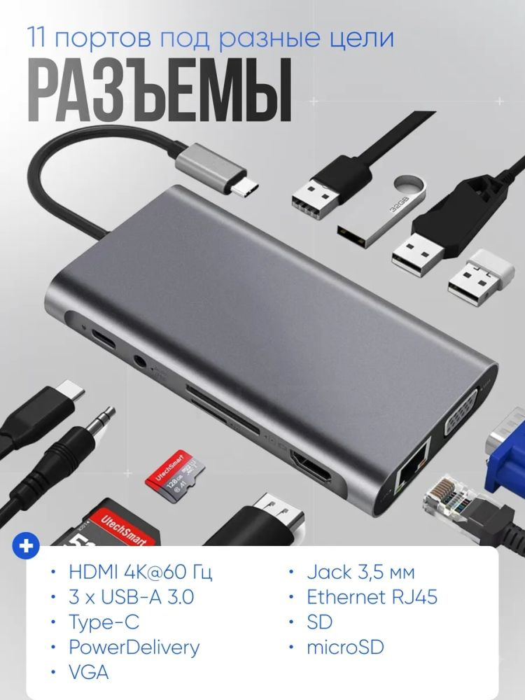 USB разветвитель 11 в 1 USB HUB Type C док станция Usb 3.0 хаб 3 0 переходник концентратор ...