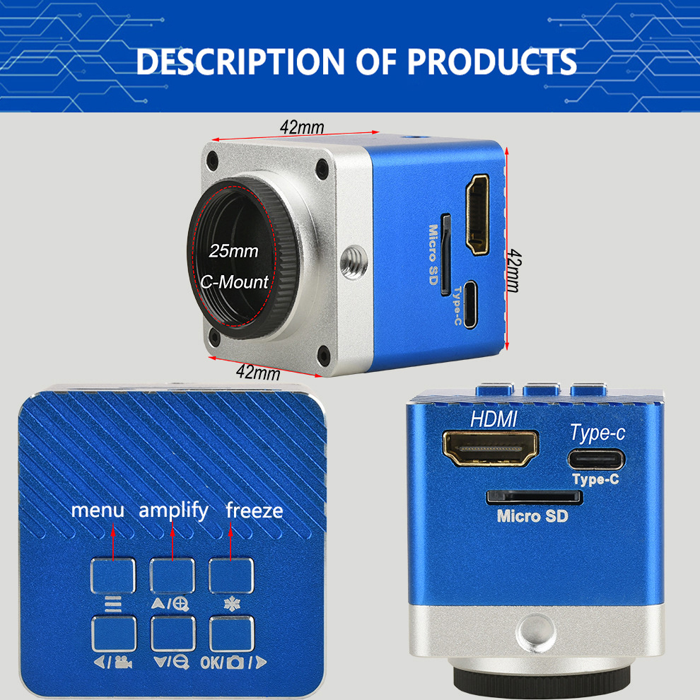 Цифровой микроскоп 60MP 4K 1080P Промышленная видеокамера HDMI Type - C ...