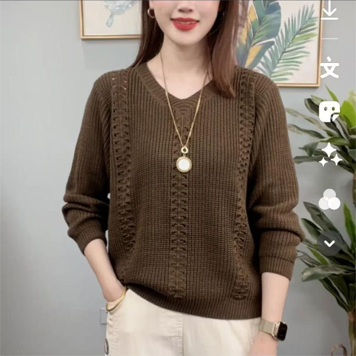 Свитер Женский зеленый Хлопок, размер 44, 42 Эластичная свободный Длинный Однотонный Китай ...