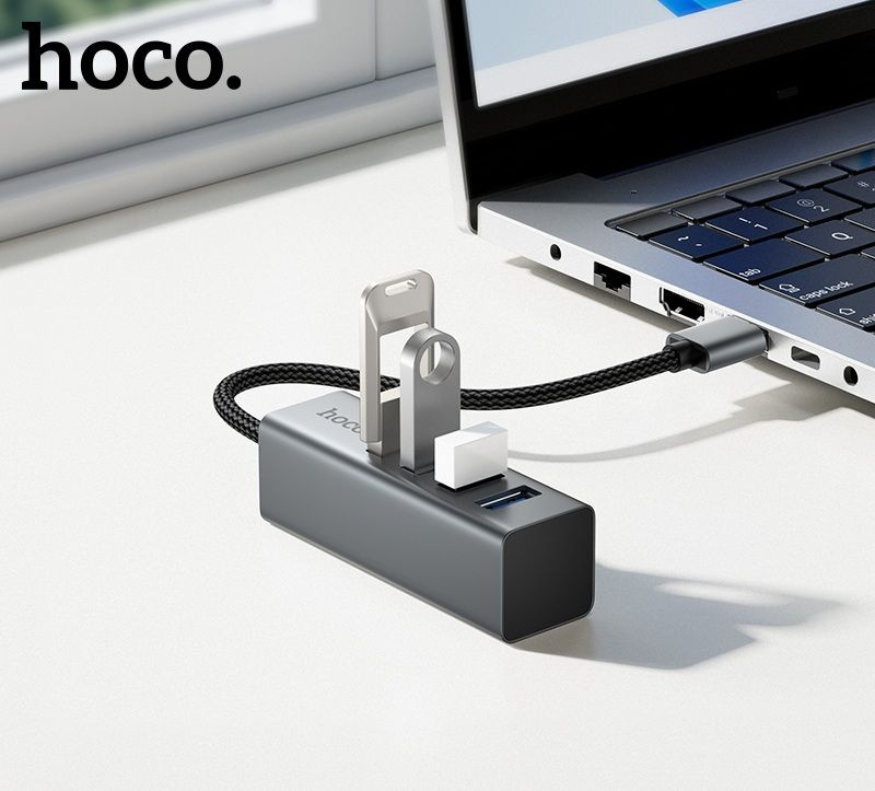 USB HUB разветвитель HOCO HB1B ЮСБ концентратор для ноутбука на 4 порта ...