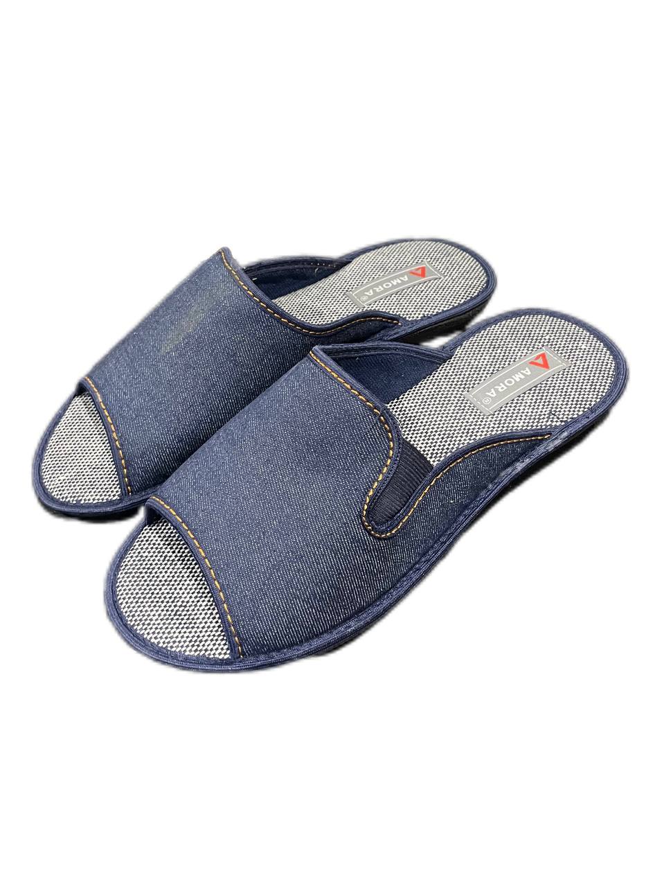 Тапочки Женский AMORA, размер 38 R (средняя) джинс Открытый нос, Маломерит Россия Лето купить c ...