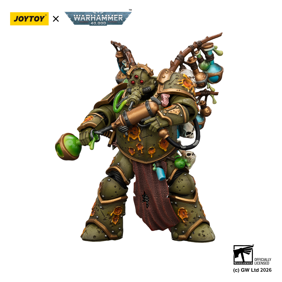 Подвижная фигурка JOYTOY Warhammer Death Guard Biologus Putrifier with ...