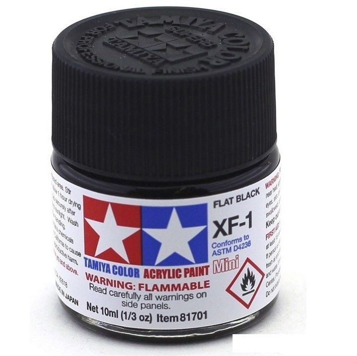 Краска акриловая XF-1 Flat Black, acrylic paint mini 10 ml. (Чёрный ...