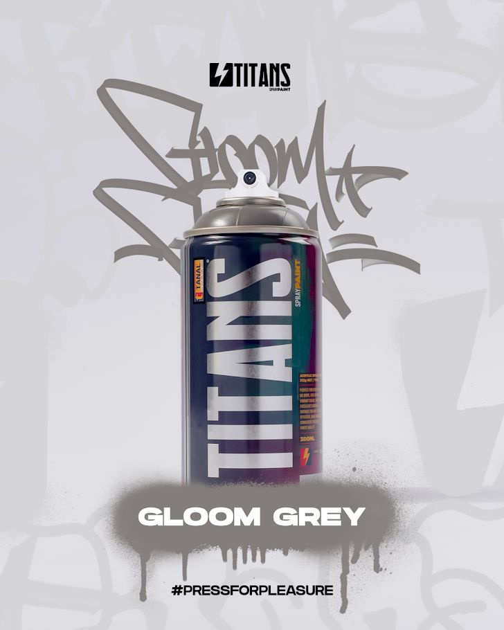 Аэрозольная краска для граффити и дизайна TITANS 45 Gloom Grey 300мл ...