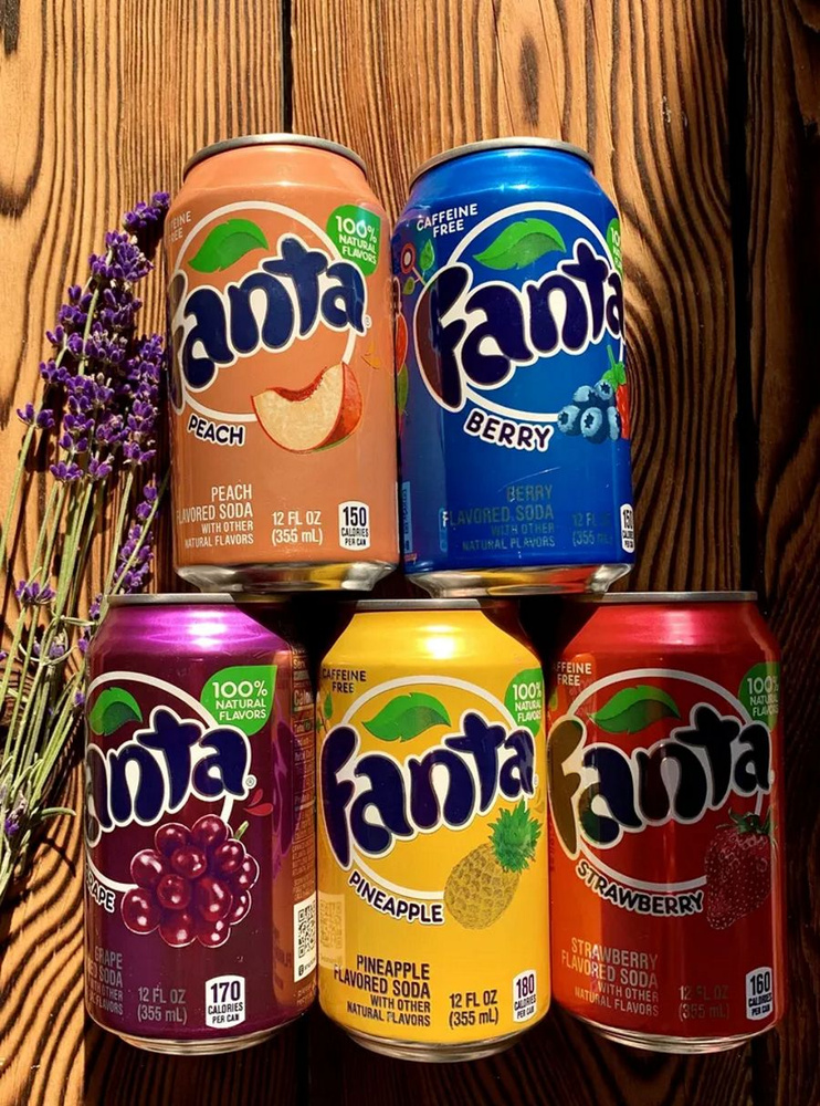 Набор газированных напитков Fanta (Фанта) США, 5 банок по 355 мл ...