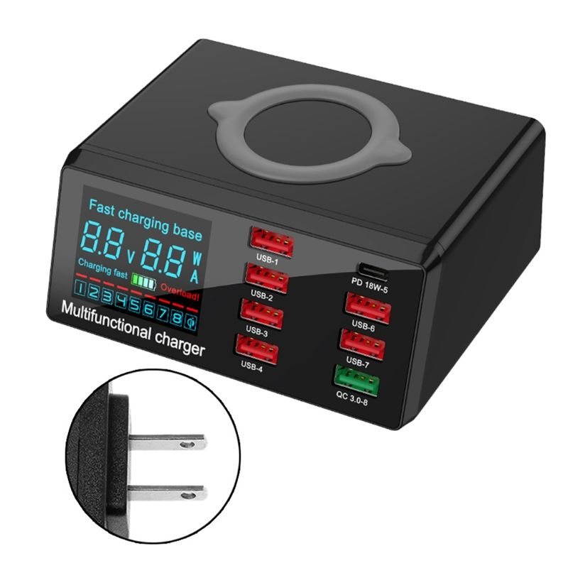 Беспроводная USB-зарядная станция мощностью 100 Вт, быстрая зарядная ...