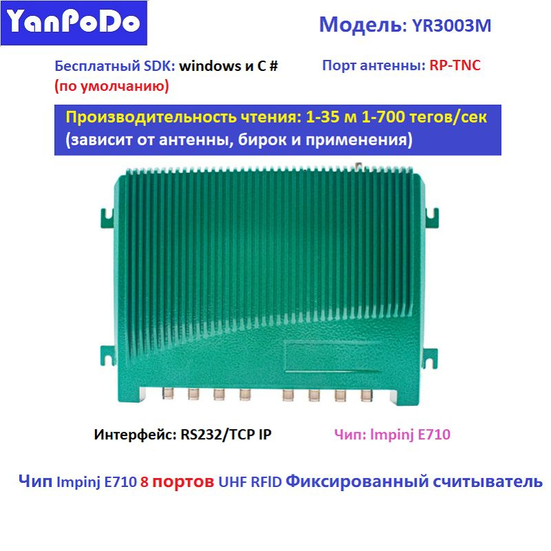 Фиксированный считыватель Yanpodo Impinj E710 R2000 1-30M UHF Rfid для ...