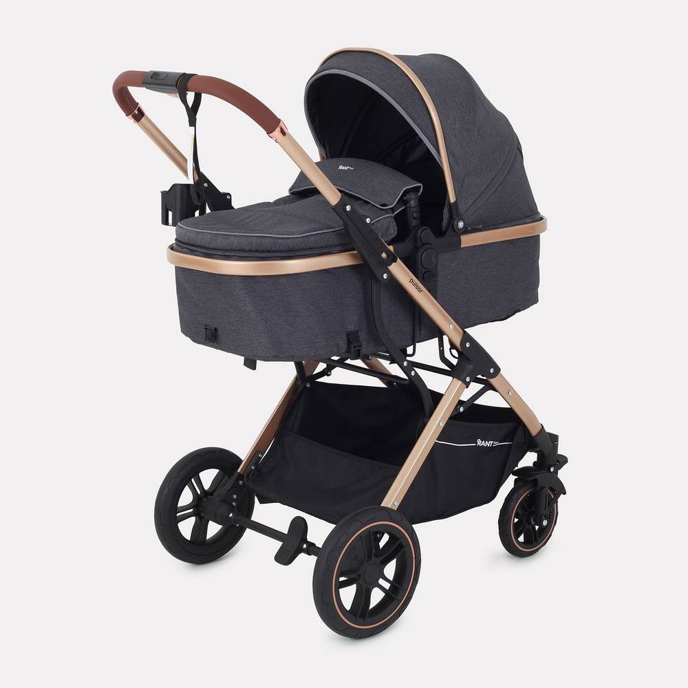 Коляска- трансформер Rant basic Pulsar Gold детская всесезонная с реверсивным блоком, Grey ...