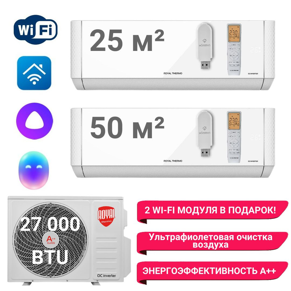 Инверторная мульти сплит-система Royal Thermo MULTI COMBO на 2 комнаты ...