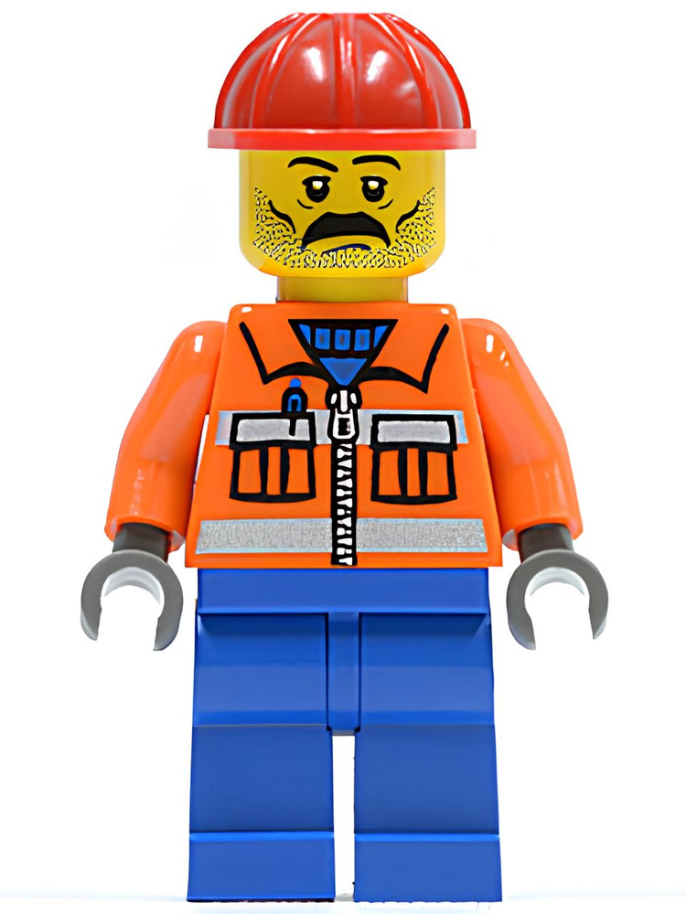 Минифигурка Lego Construction Worker - Orange Zipper, Safety Stripes ...