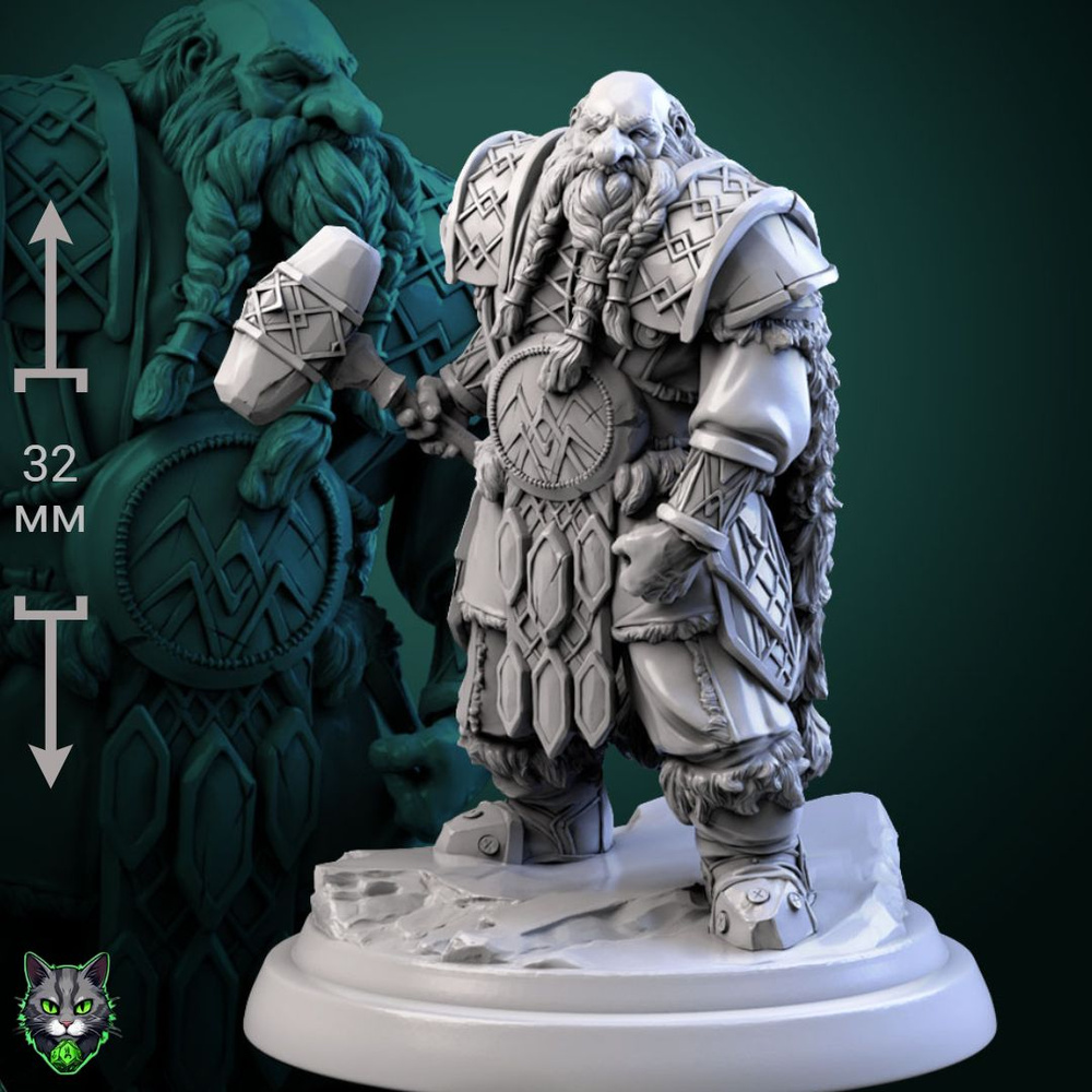 Миниатюра фигурка для настольных игр ДнД ( DnD ) Горный дварф воин ...
