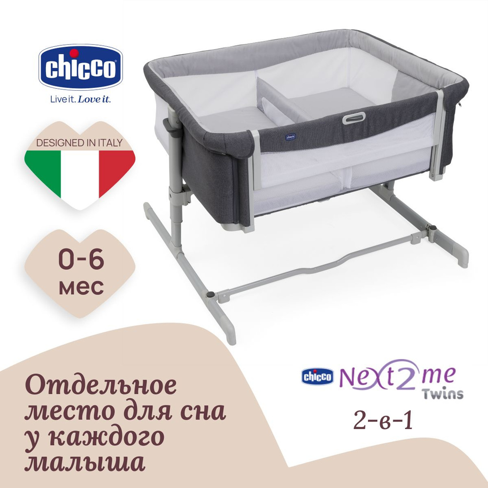 Кроватка для новорожденных Chicco Next2Me Twins для двойняшек и ...