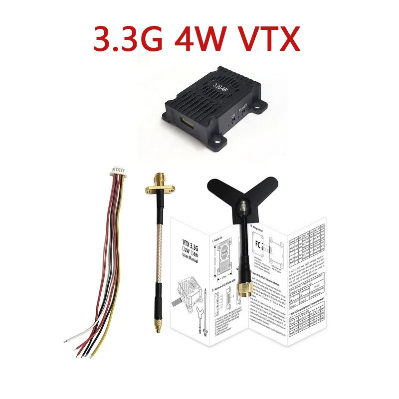 Видеопередатчик дальнего действия 3,3G 4 Вт VTX 8CH 4000 мВт 3,3 ГГц Комплект приемника VRX для ...